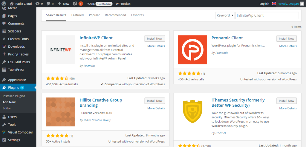Adding Websites to InfiniteWP dashboard | Radix Cloud